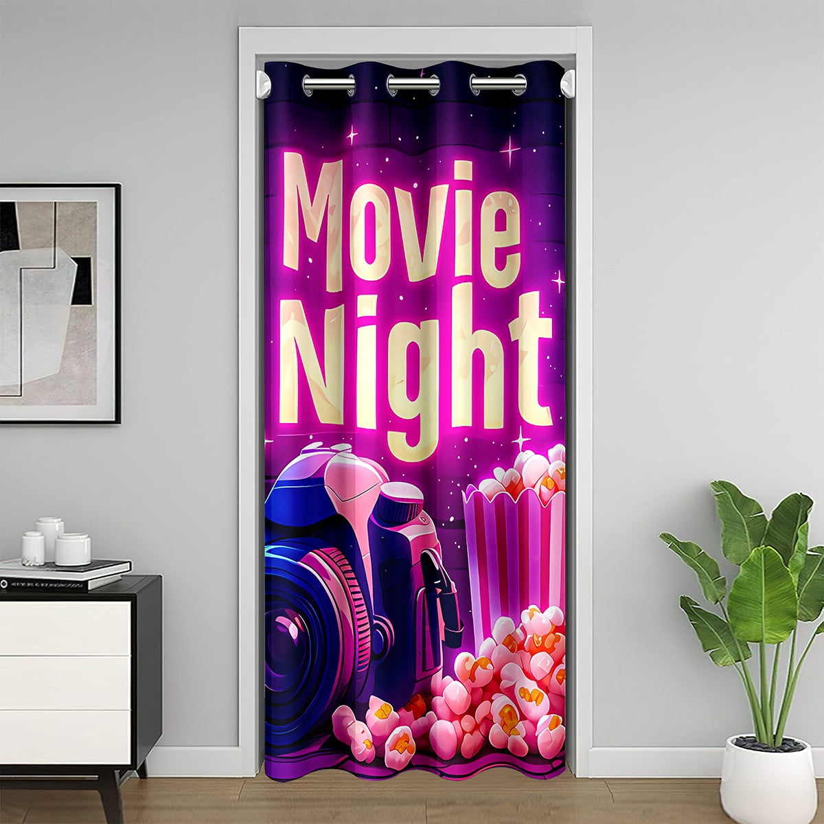 Erosebribal Cartoon Camera Door Drape, 3D Popcorn Door Curtain 42x80 ...