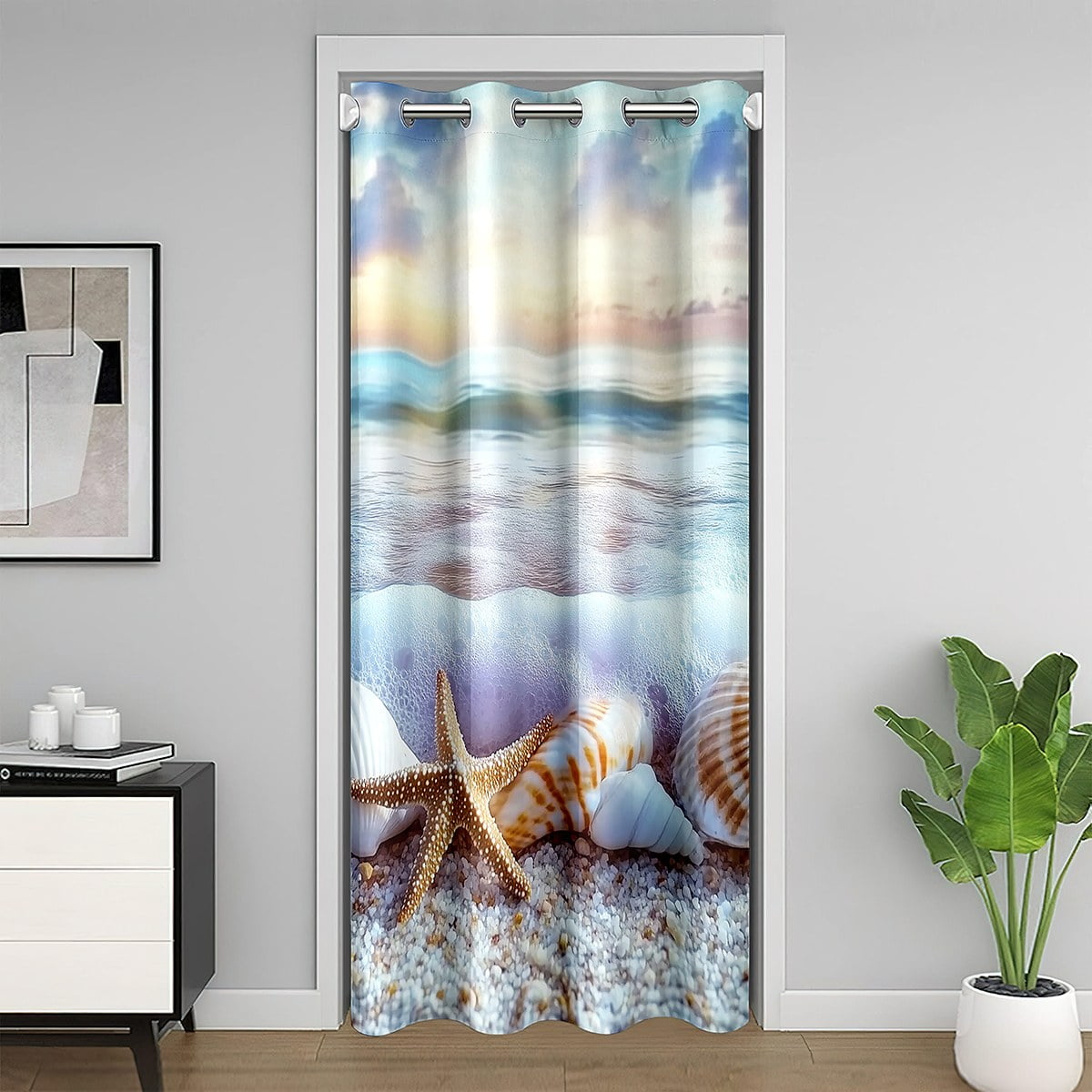 Erosebribal Cartoon Sea Shell Room Divider Curtain 42x80, Summer Beach ...
