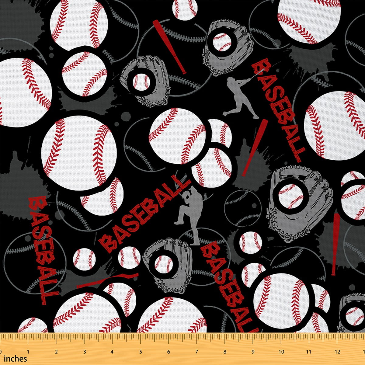 Erosebribal Cool Baseball Fabric by the Yard 10 Yards, Sports Theme ...
