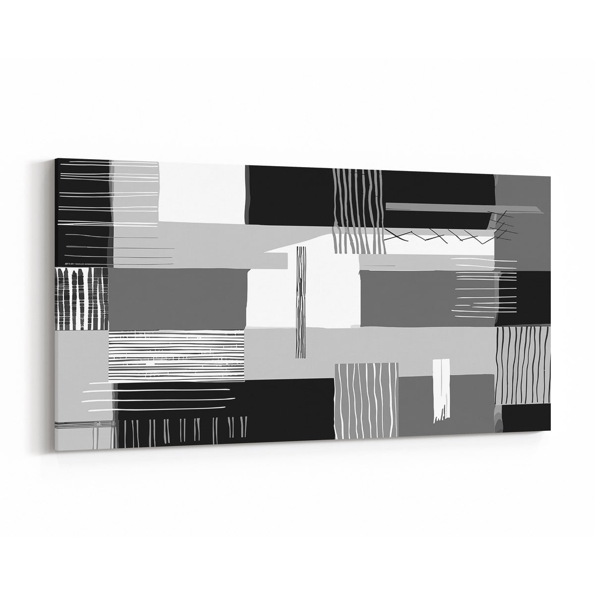 Erosebribal Geometric Grid Paintings Wall Decor Framed 58x29 , Black ...