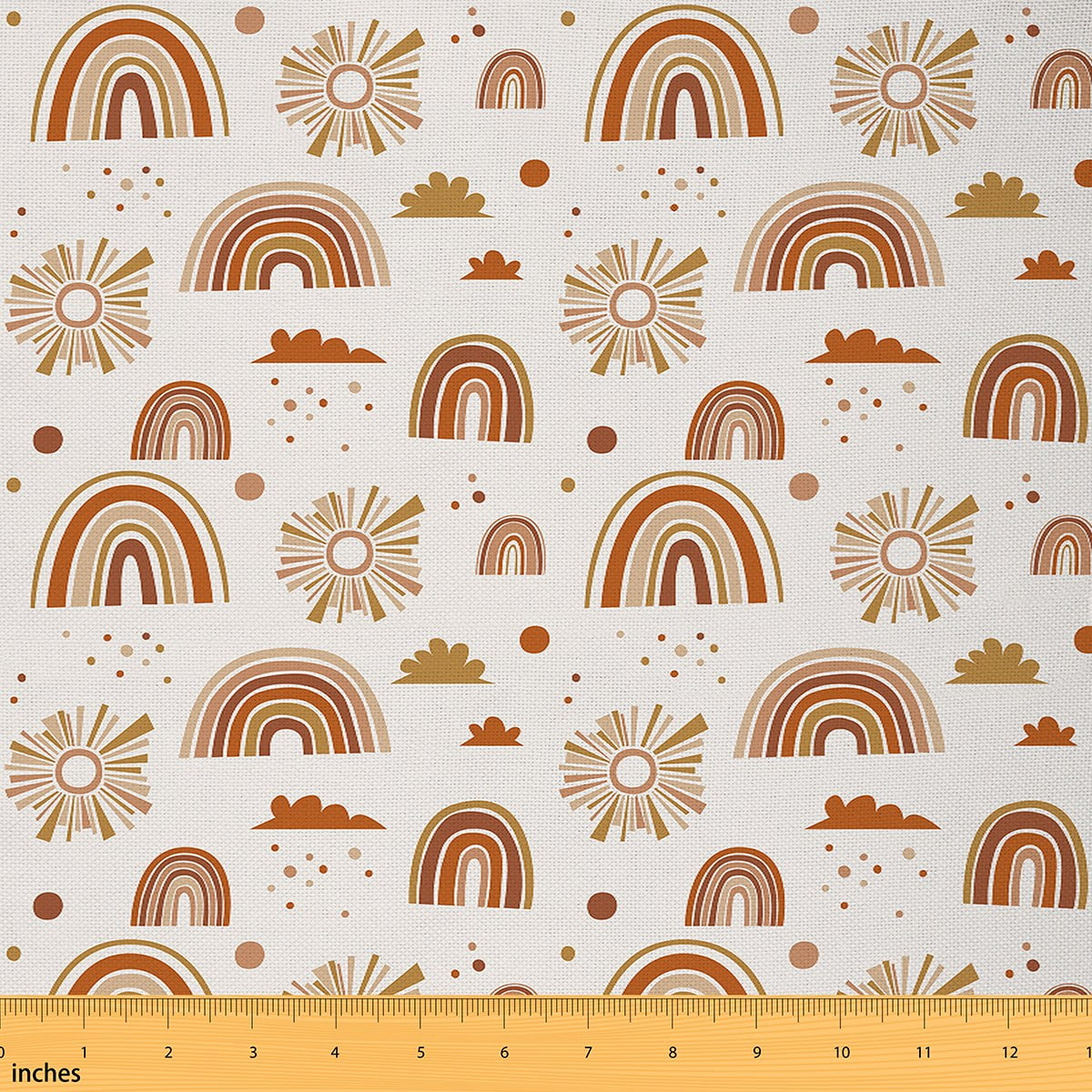 Erosebrida Vintage Rainbow Fabric By The Yard,Cartoon Sun Clouds Upholstery Fabric,Groovy Style ...