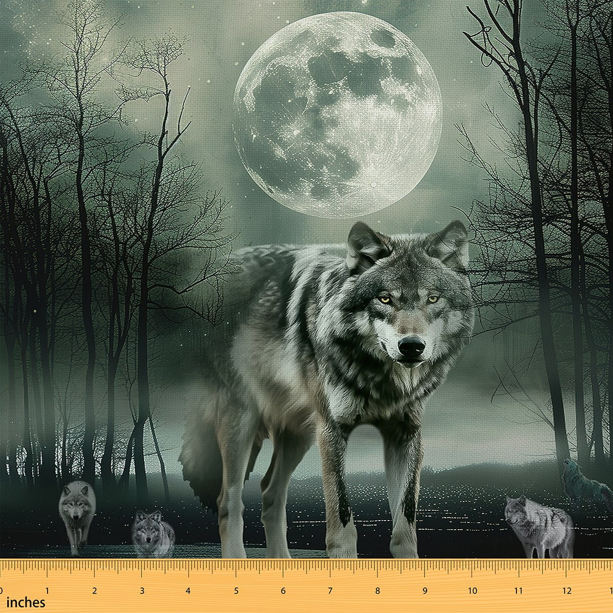 Erosebrida Wild Wolf for Man Fabric By The Yard,Full Moon Upholstery ...