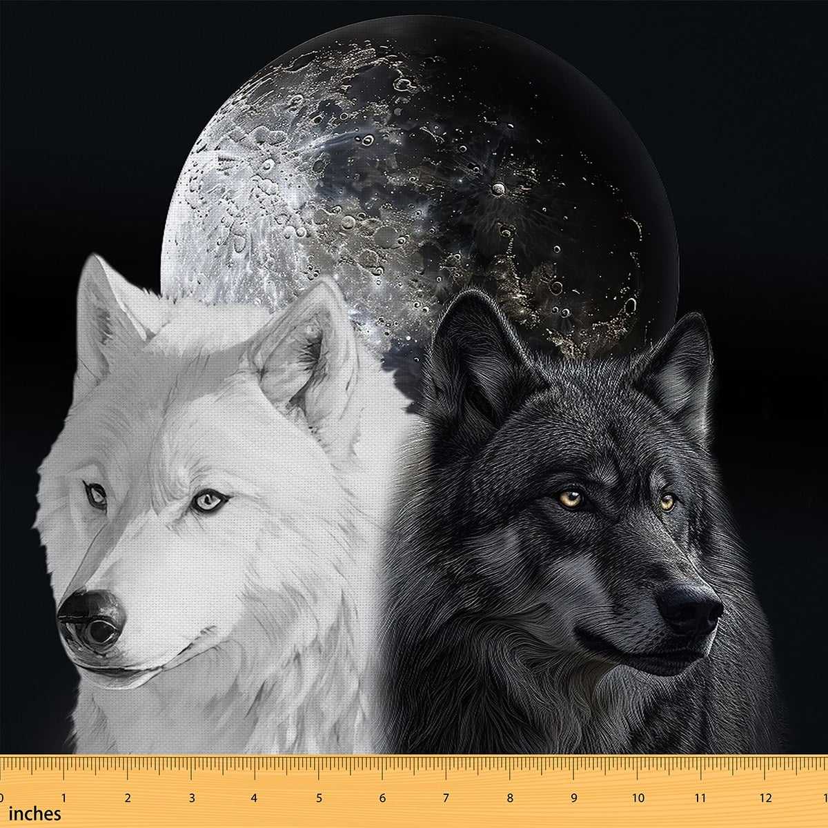 Erosebrida Wolf Fabric By The Yard for Man,Full Moon Upholstery Fabric ...