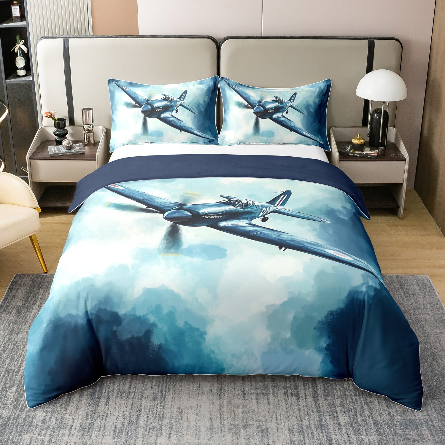 Erosebridal 100% Cotton Cartoon Airplane Bedding Set,Tie-Dye Bed Set ...