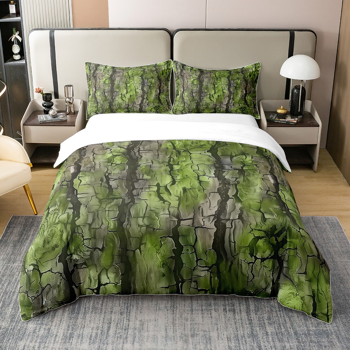 Erosebridal 100% Cotton Green Bark Comforter Cover Twin Size,Vintage ...