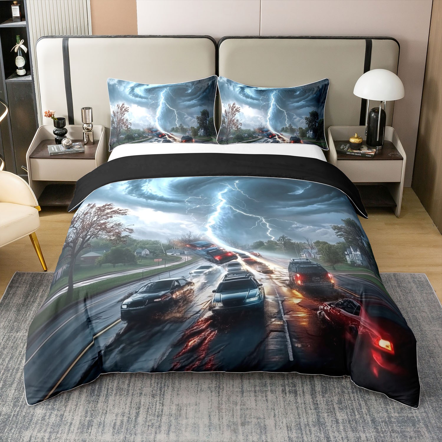Erosebridal 100% Cotton Tornado Duvet Cover,Gothic Tornado Lightning ...