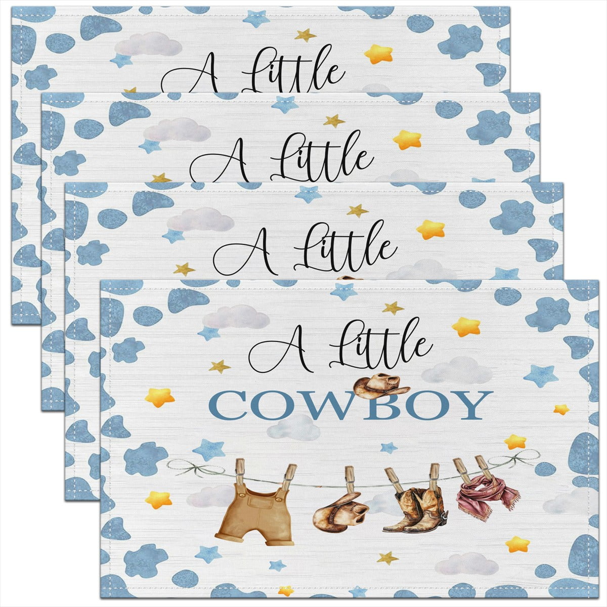 Erosebridal 12x18 inch Cowboy Placemats Set of 4,Western Cow Print ...
