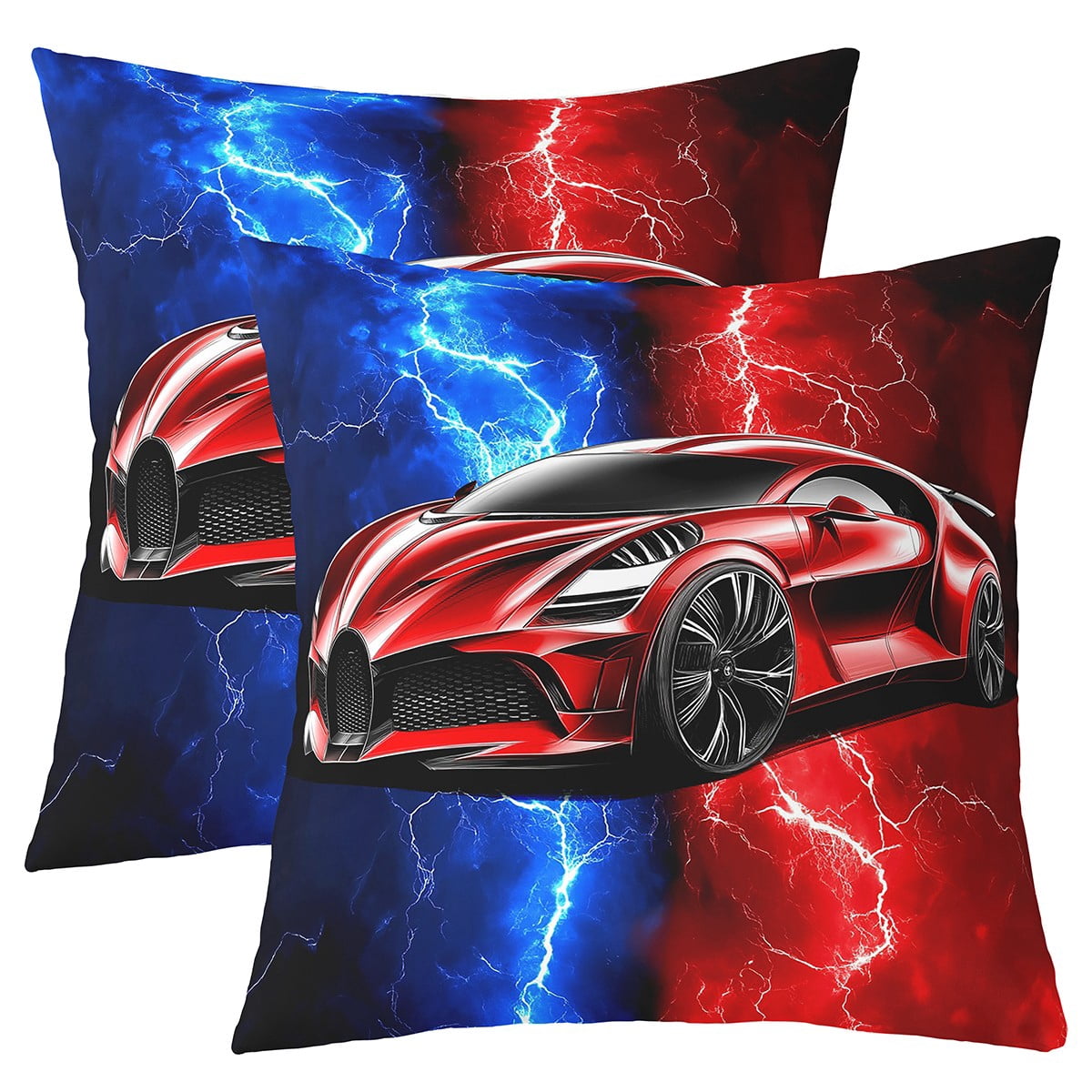 Erosebridal 24x24 inch Race Car Throw Pillow Covers set of 2,Red and ...