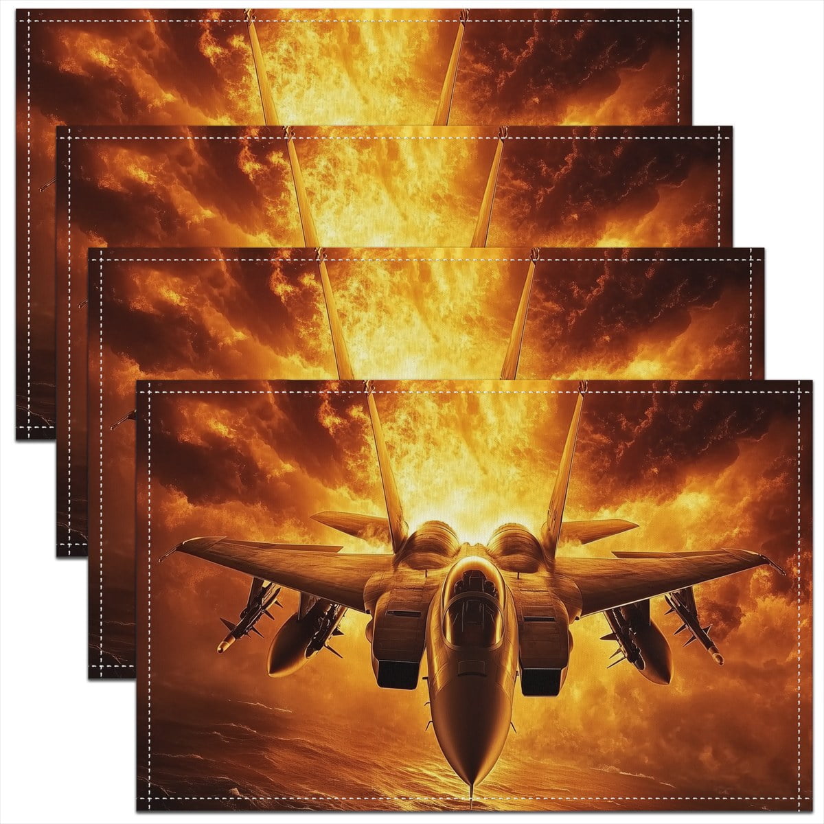 Erosebridal 3D Aircraft Placemats Set of 4, Military Army Table Mats ...