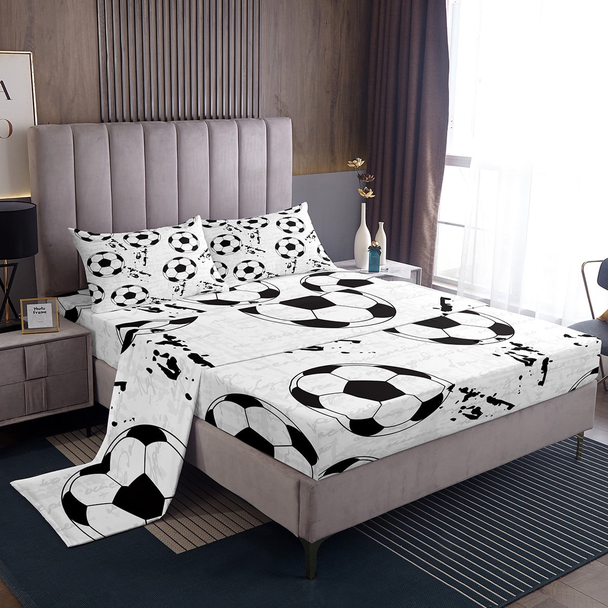 Erosebridal 3D Ball Print Sheet Set King, Football Soccer King Sheet ...