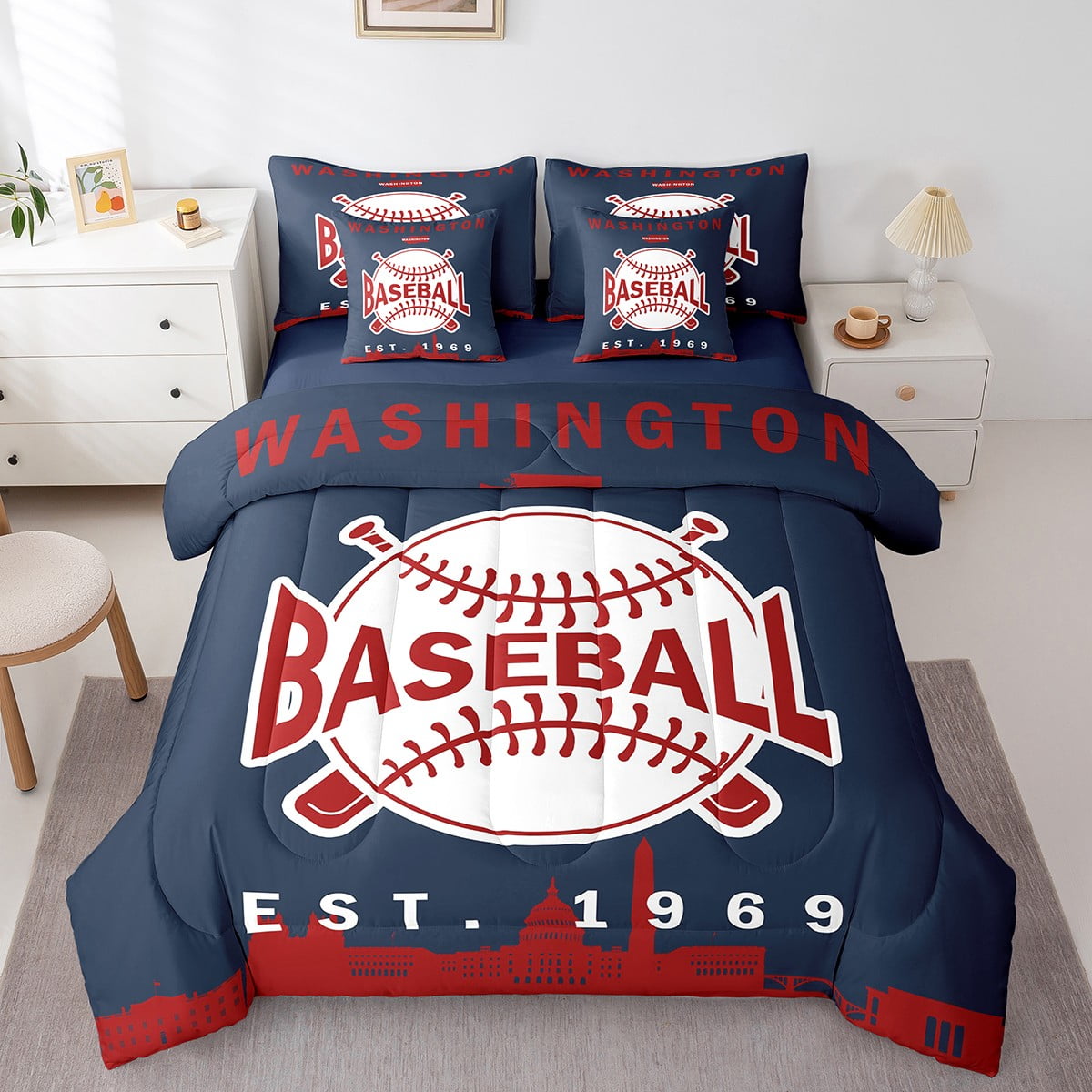 Erosebridal 3D Baseball Bed in a Bag Full size, Modern Sport Lover ...