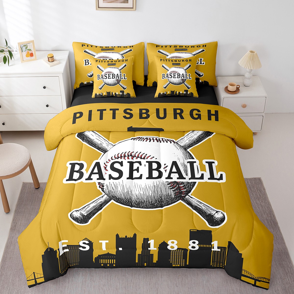 Erosebridal 3D Baseball Bedding Full Size, Modern Sport Lover Bed Set ...