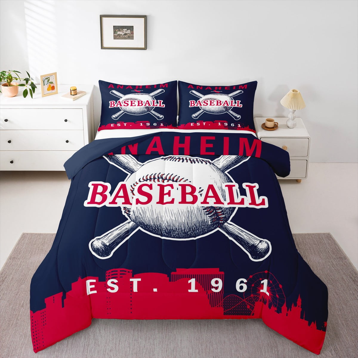 Erosebridal 3D Baseball Bedding Sets with Comforter, Modern Sport Lover ...