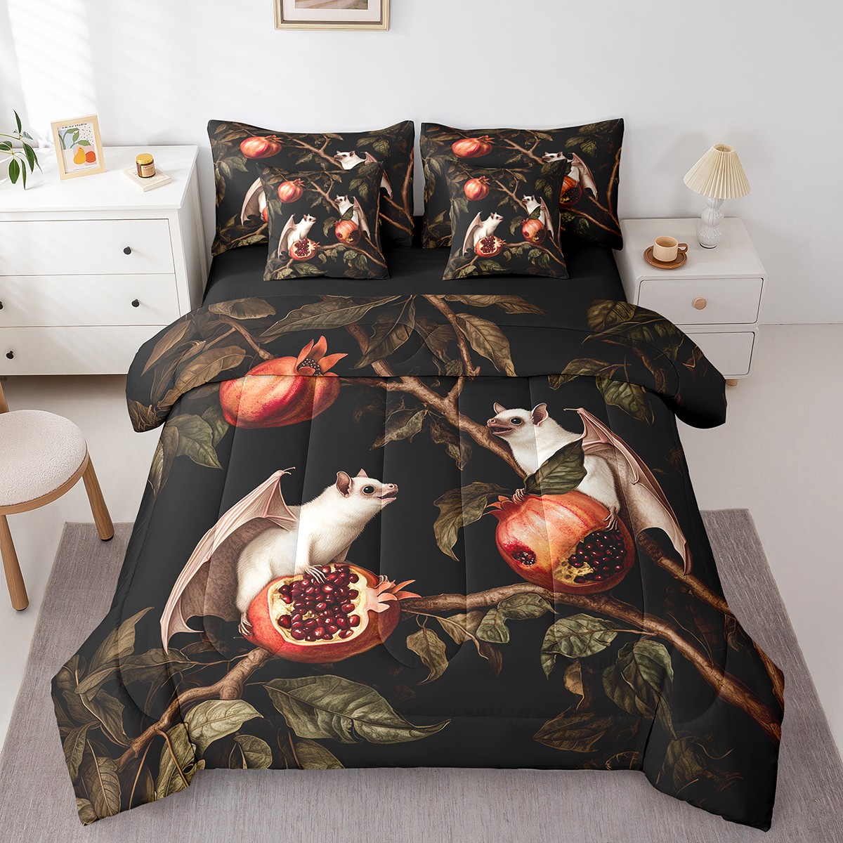 Erosebridal 3D Bat Bed in a Bag Queen size, Jungle Botanical Bed Set ...