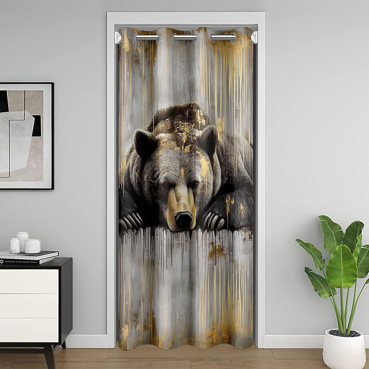 Erosebridal 3D Bear Door Curtain For Door Window 34x80, Rustic ...