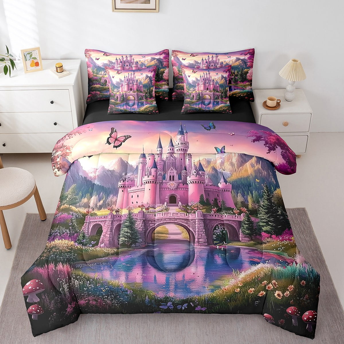 Erosebridal 3D Castle Bed in a Bag Queen size, Dreamy Princess Bed Set ...