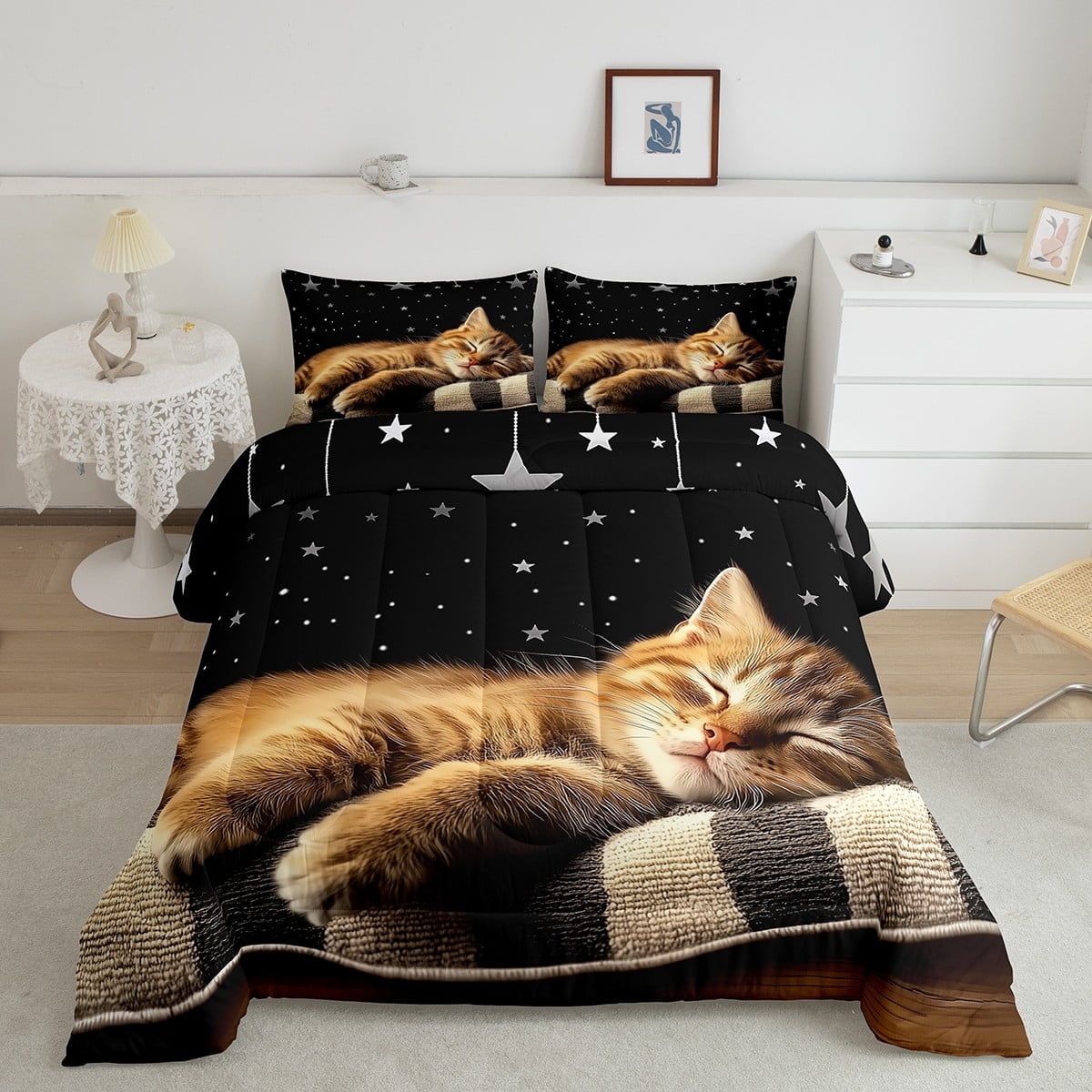 Erosebridal 3D Cat Bedding Full Comforter Set, Cute Kitten Down ...