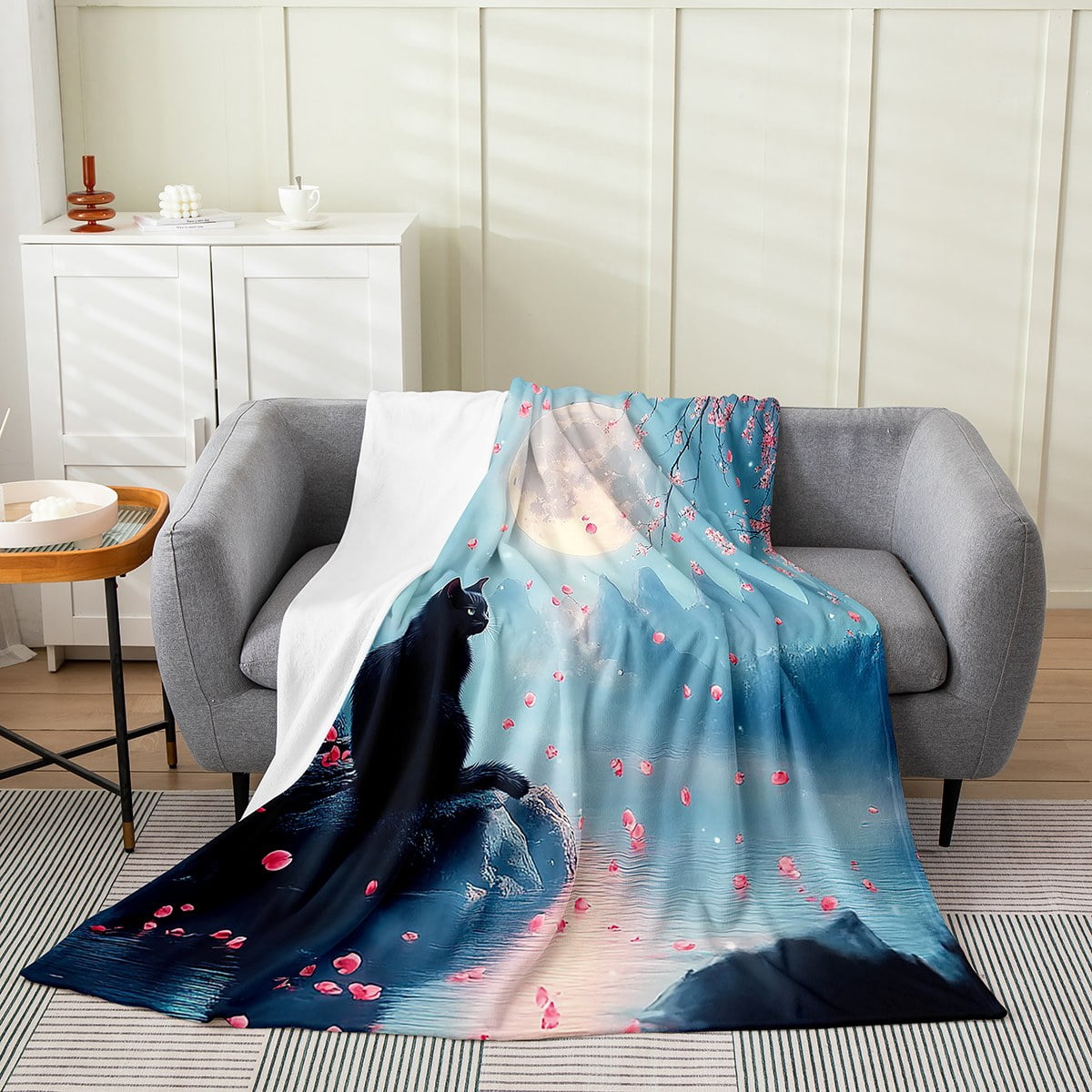 Erosebridal 3D Cat Throw Blanket for Couch, Japanese Style Plush ...