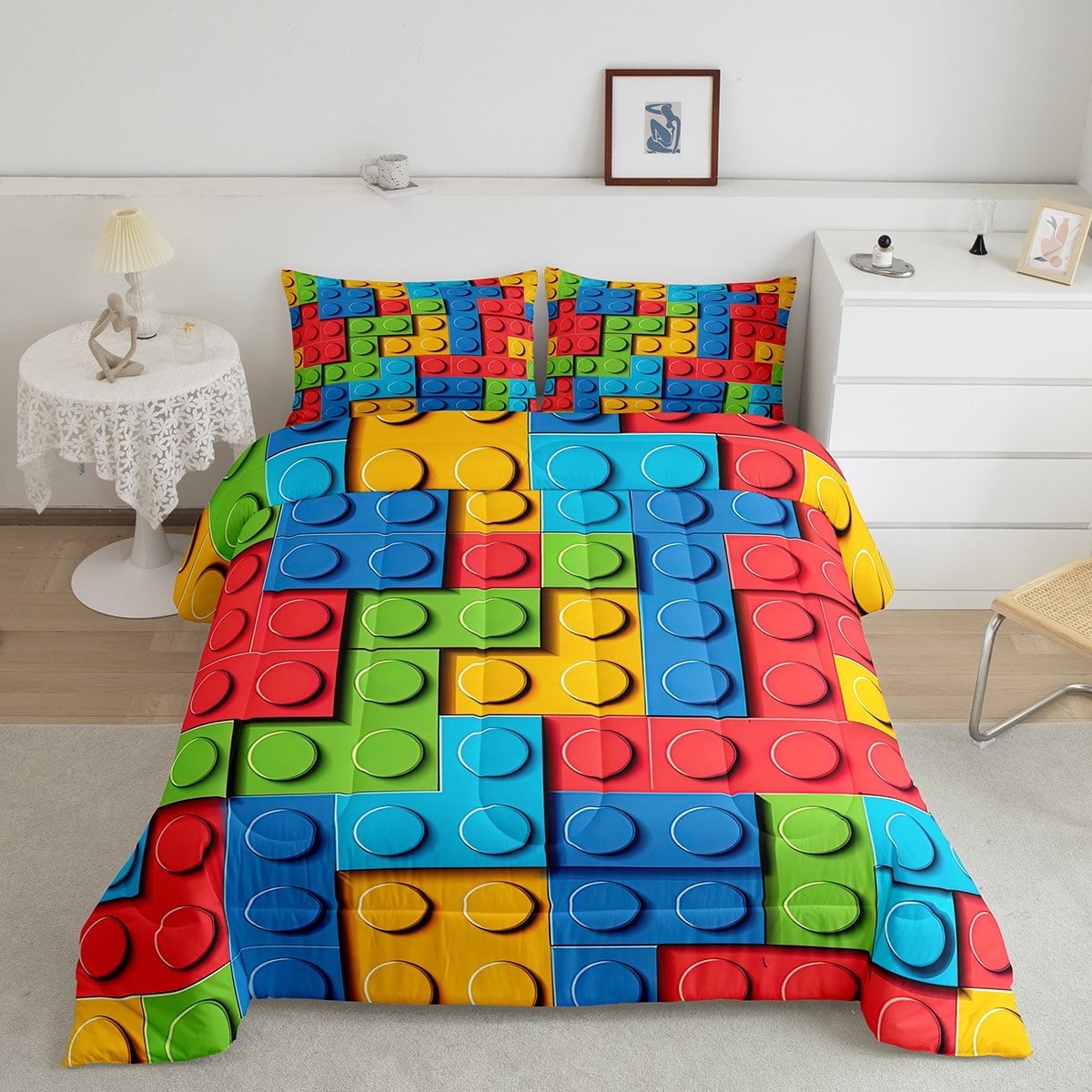 Erosebridal 3D Construction Comforter Set Twin, Building Blocks Bedding ...