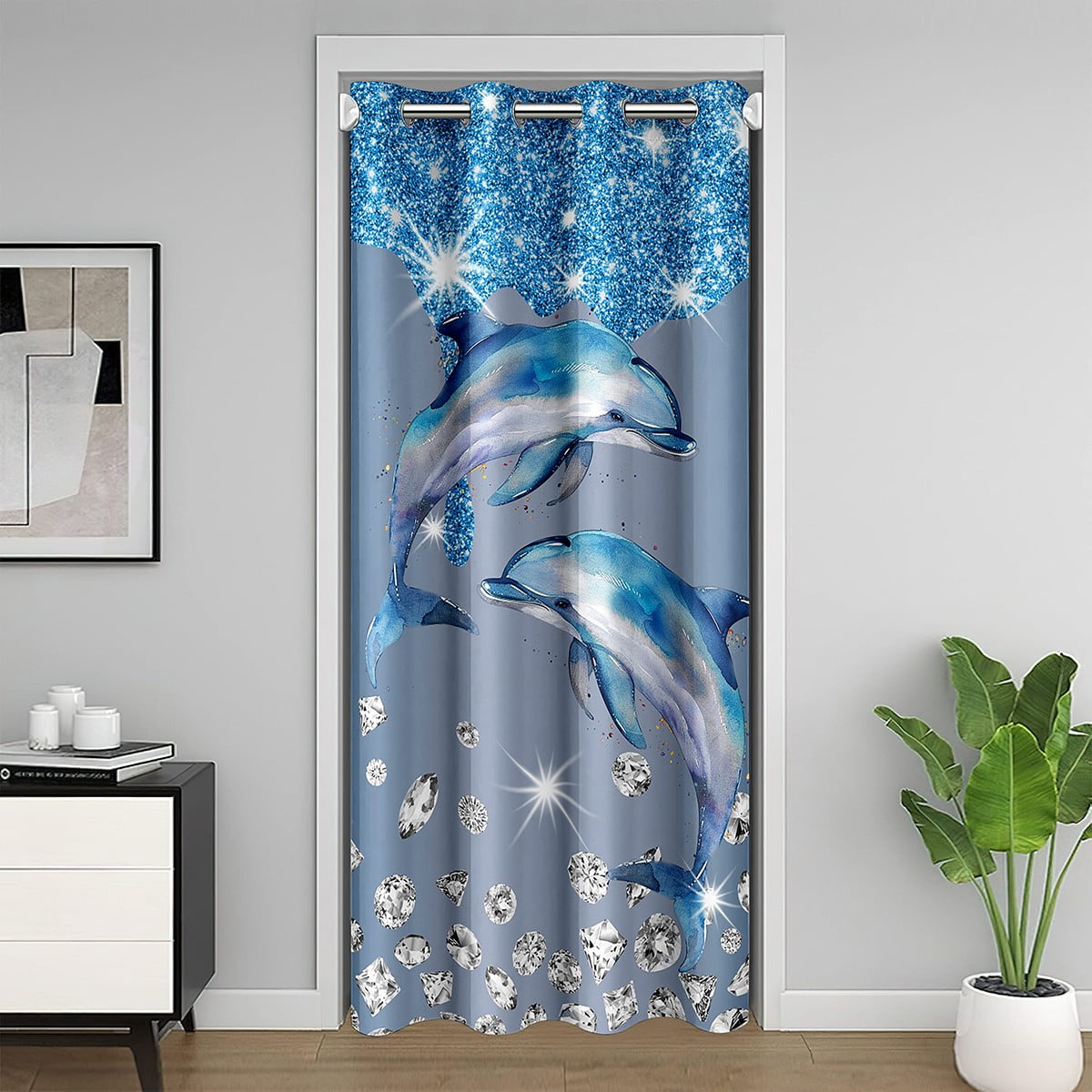 Erosebridal 3D Dolphin Door Curtain For Doorways 34x80, Glitter Diamond ...
