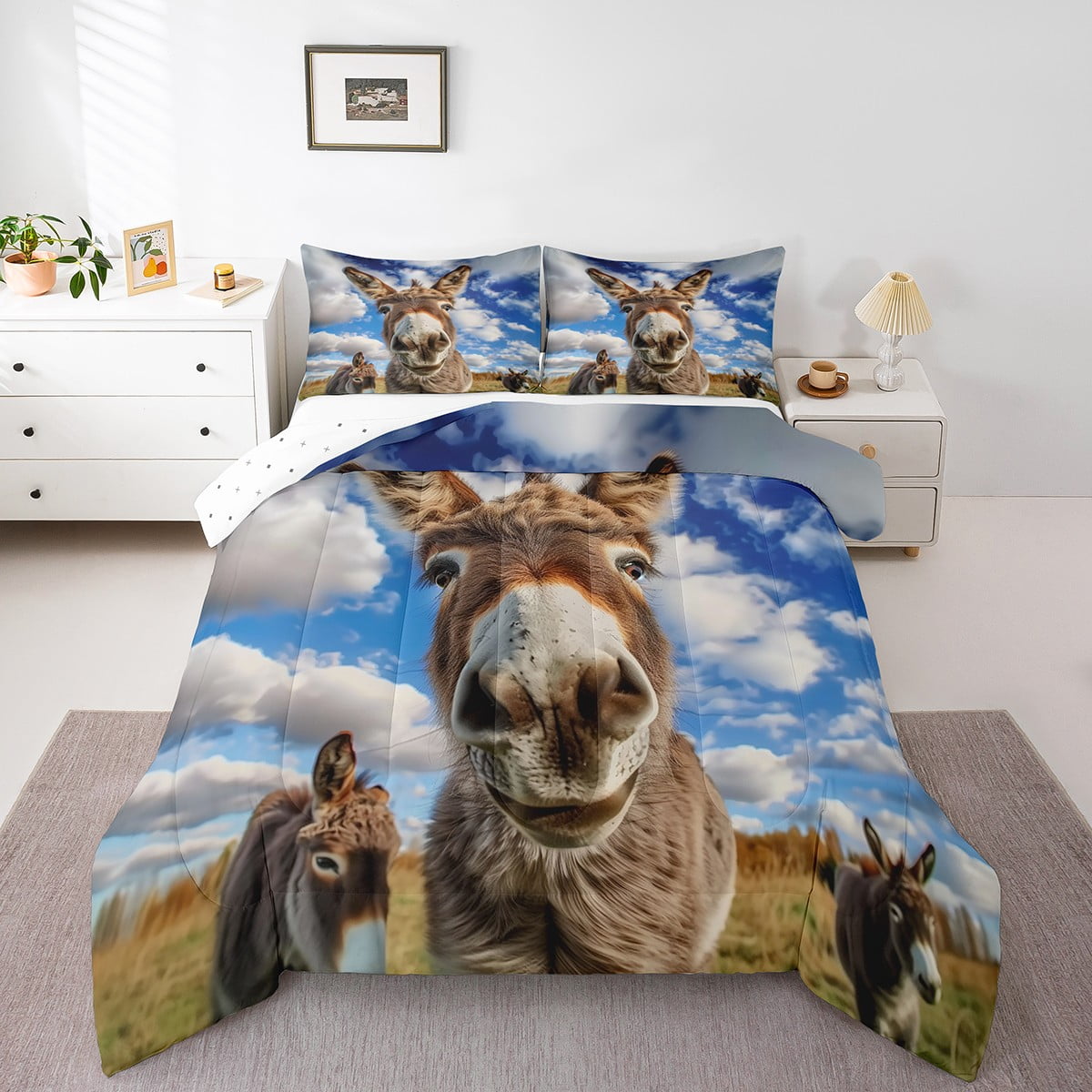 Erosebridal 3D Donkey Bedding Sets Queen with Comforter, Farm Animal ...