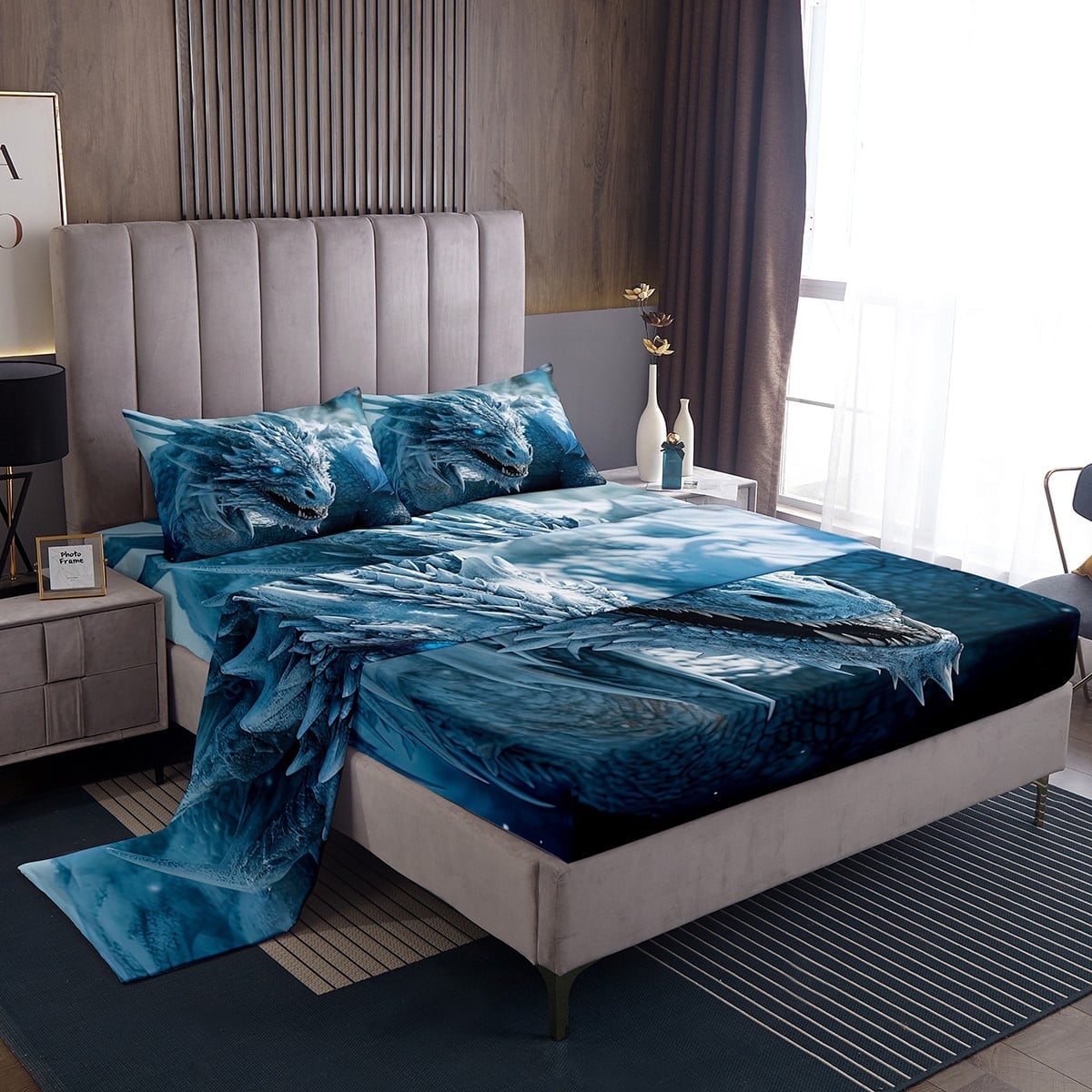 Erosebridal 3D Dragon Bed Sheets Set Ice Dragon Full Size Sheets 3D ...