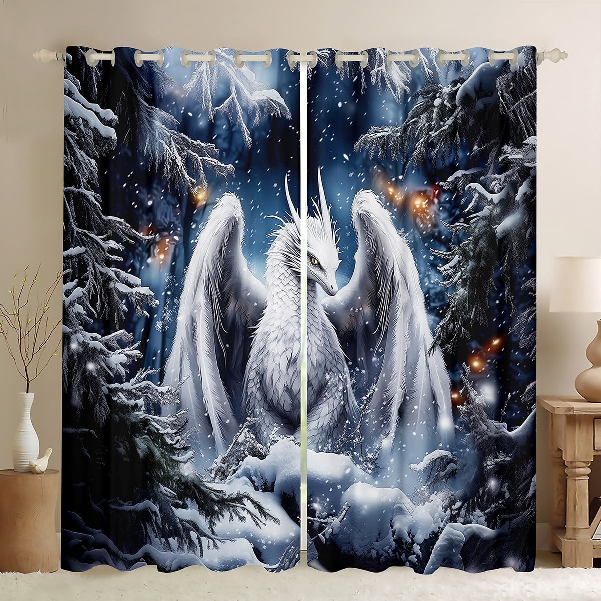 Erosebridal 3D Dragon Curtains for Living Room, Magic Animal 30%-50% ...