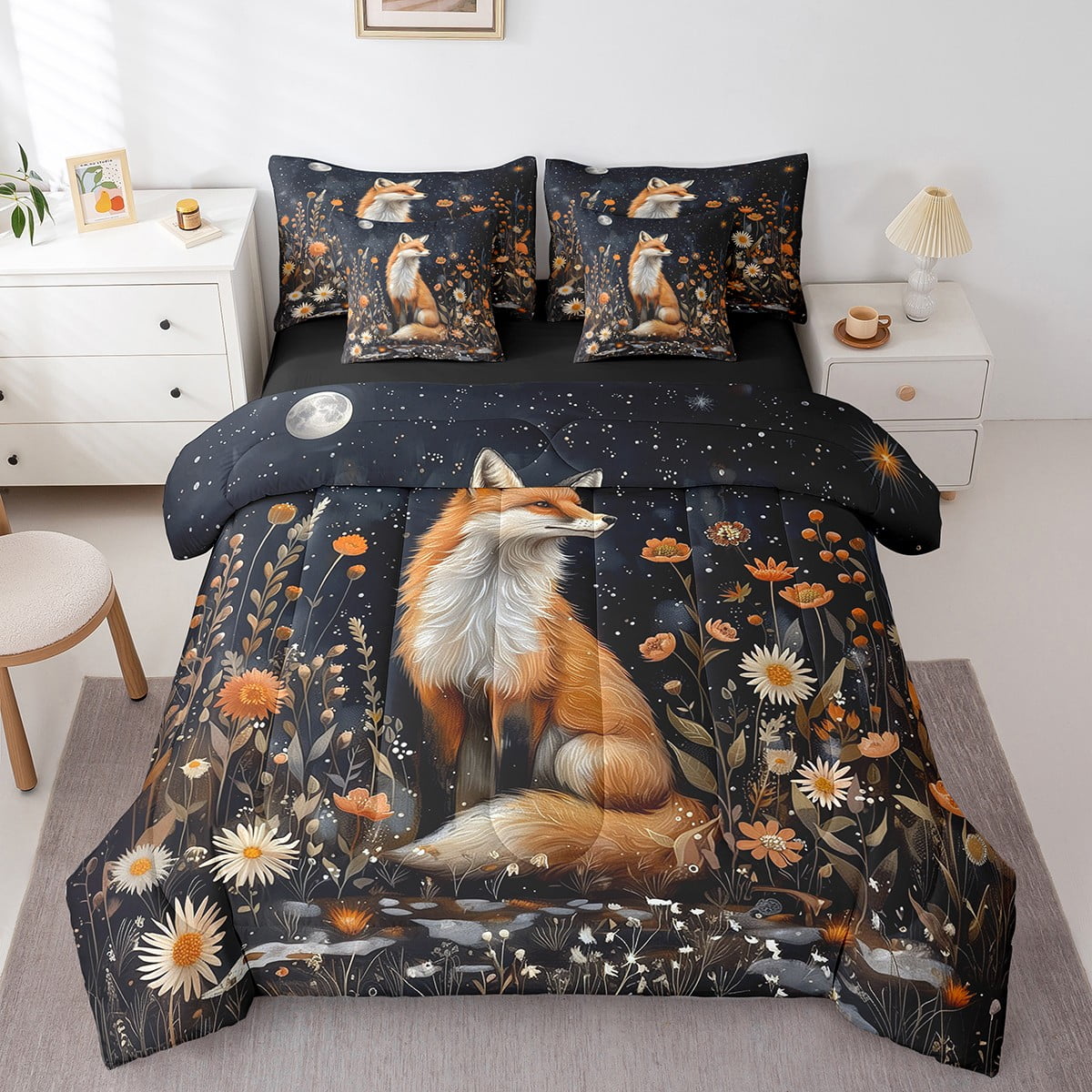 Erosebridal 3D Fox Bed in a Bag King size, Daisy Floral Bed Set ...