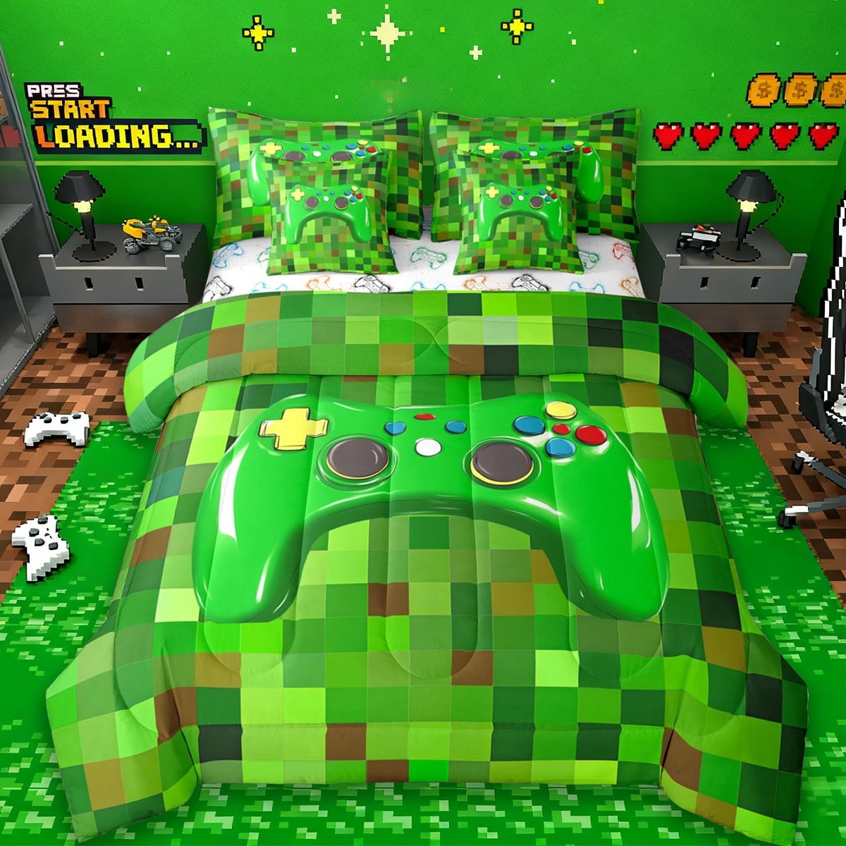 Erosebridal 3D Gaming Geometric 7-Piece Twin Bedding Sets For Kids ...