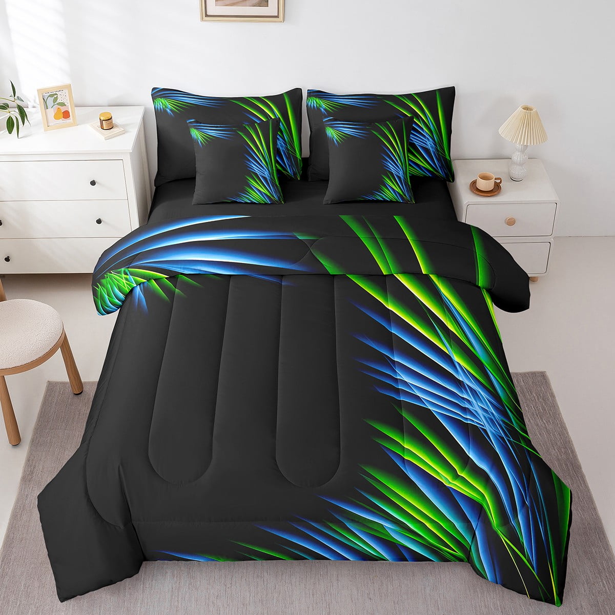 Erosebridal 3D Glowing Bedding Sets Queen Size, Modern Abstract ...