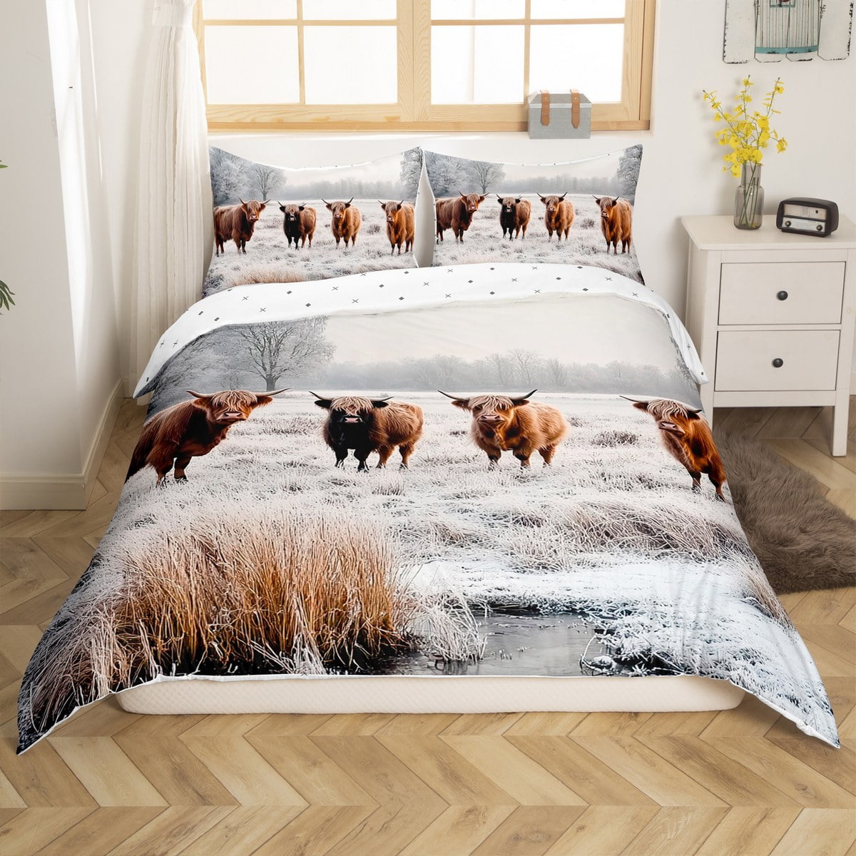 Erosebridal 3D Highland Cattle Duvet Cover Full, Farmhouse Animal Bedding Sets Full Size, Teens ...