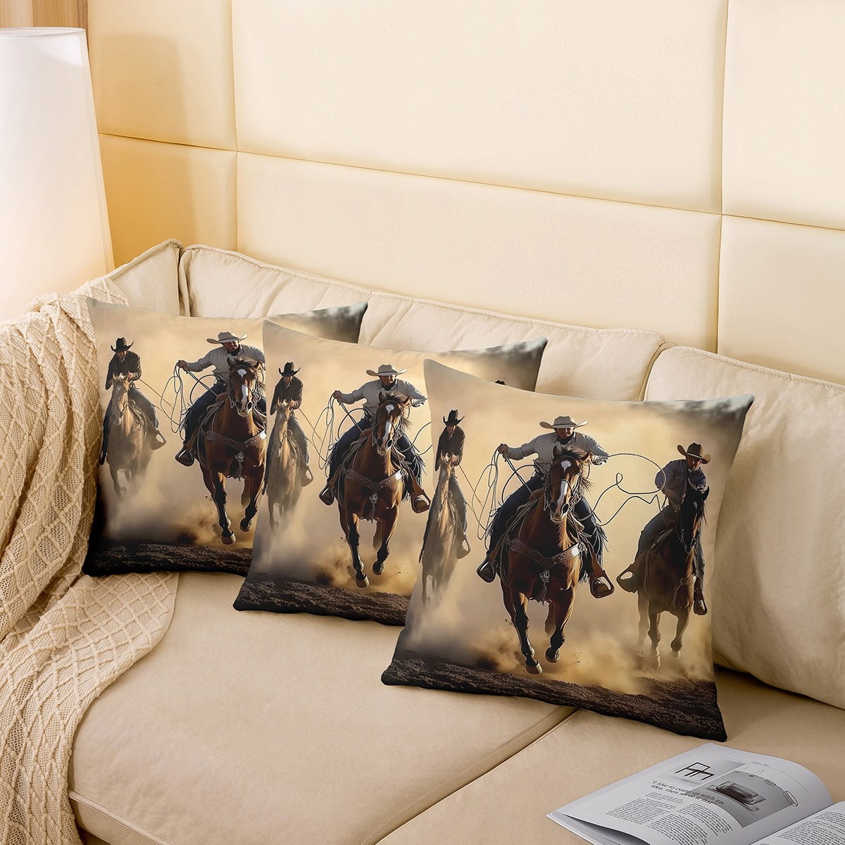 Erosebridal 3D Horse Cushion Covers for Sofa Set of 4, Racing Horse ...