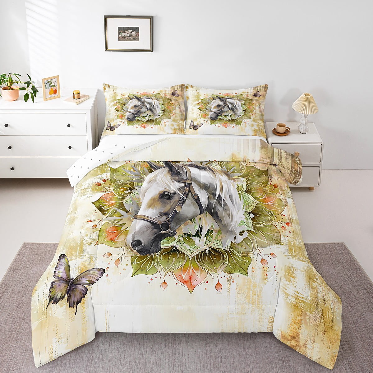 3D Horse King Comforter Set Farmhouse Animal Bedding Set King,Boho ...