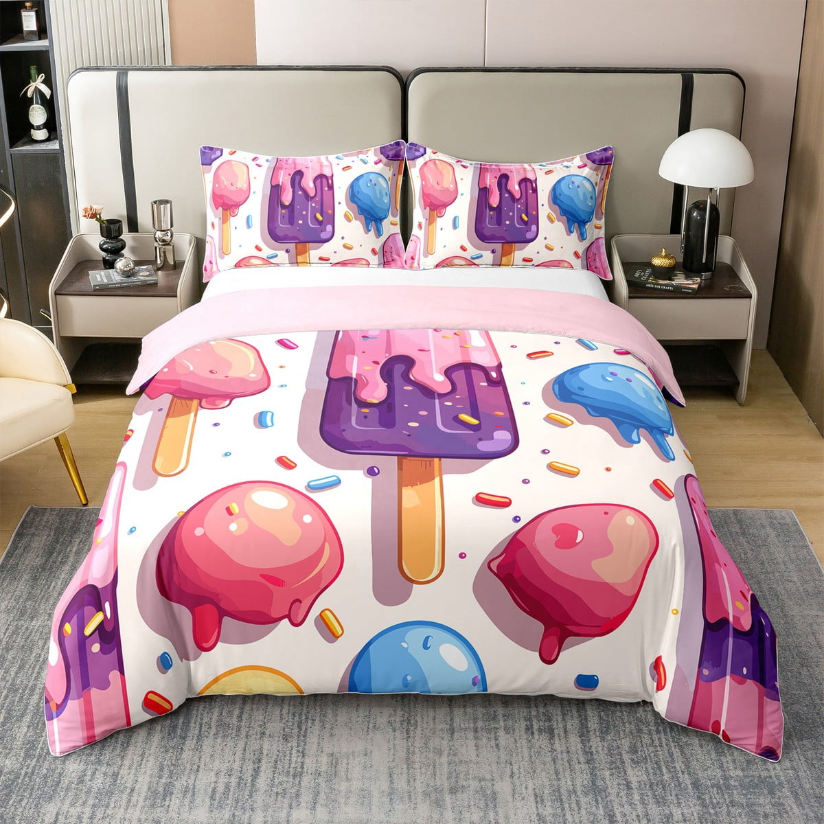 Erosebridal 3D Ice-Cream 100% Organic Cotton Duvet Cover Full,Cartoon ...