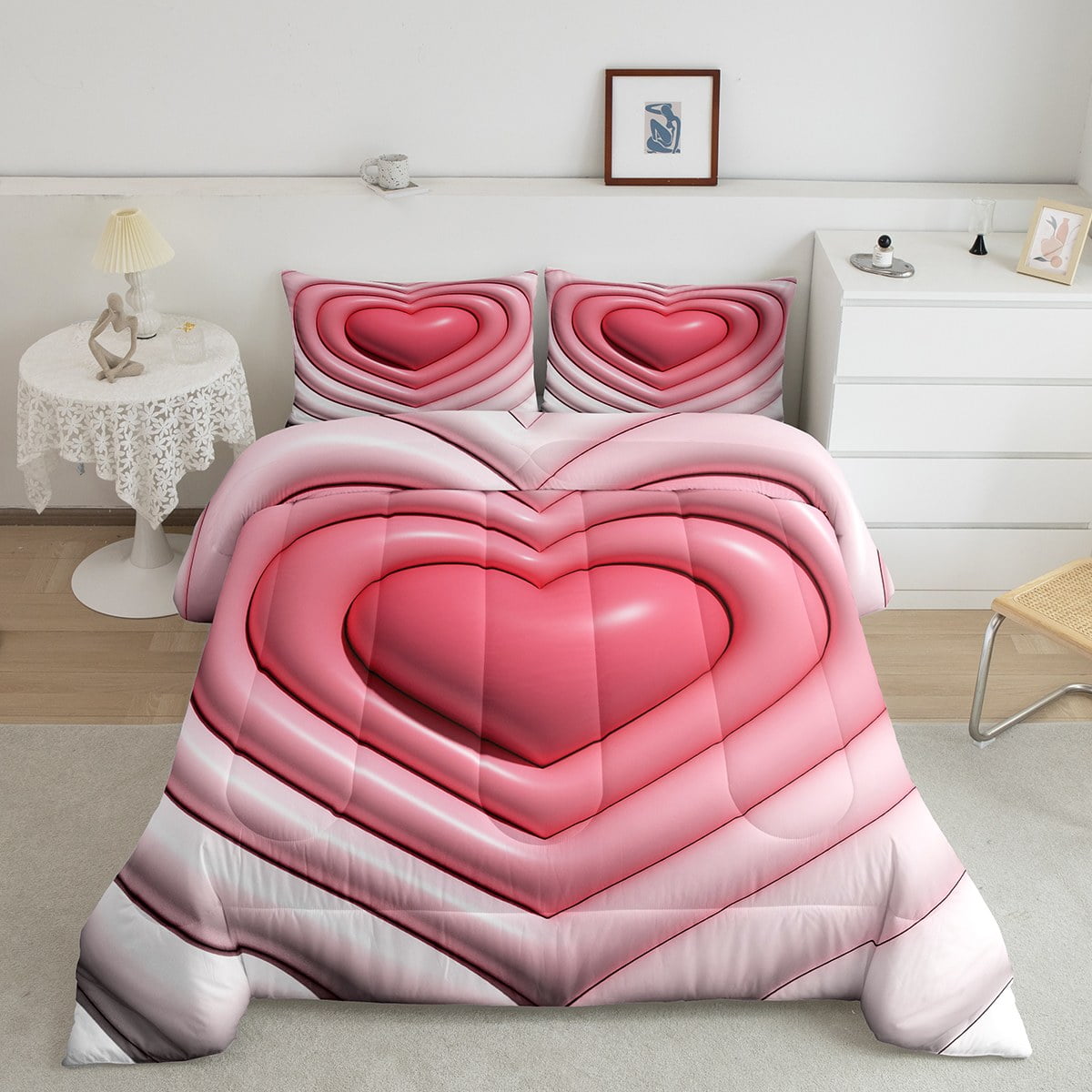 Erosebridal 3D Love Heart Bedding Queen Comforter Set, Romantic Love ...