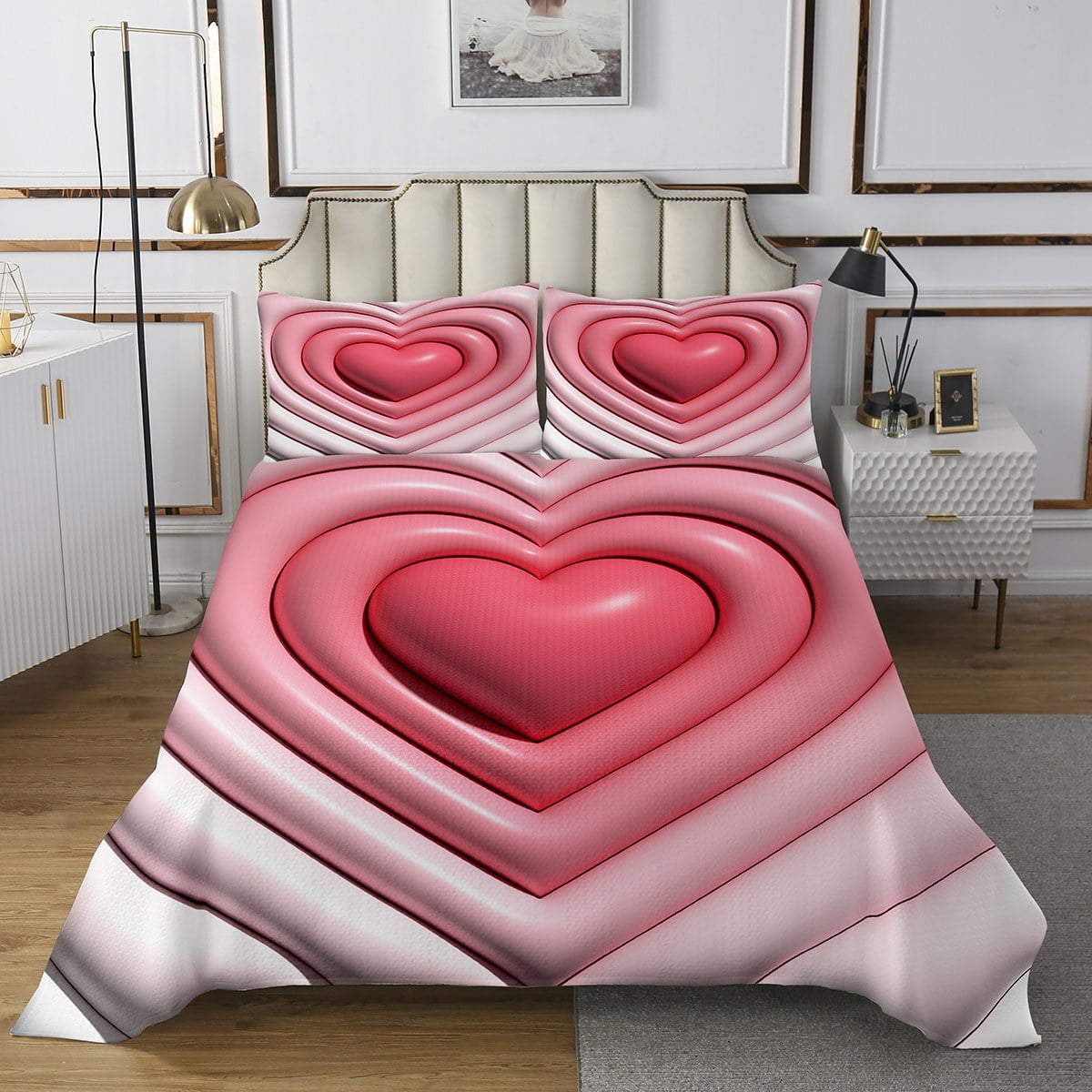 Erosebridal 3D Love Heart Quilt Sets for Twin Size Bed, Romantic Love ...