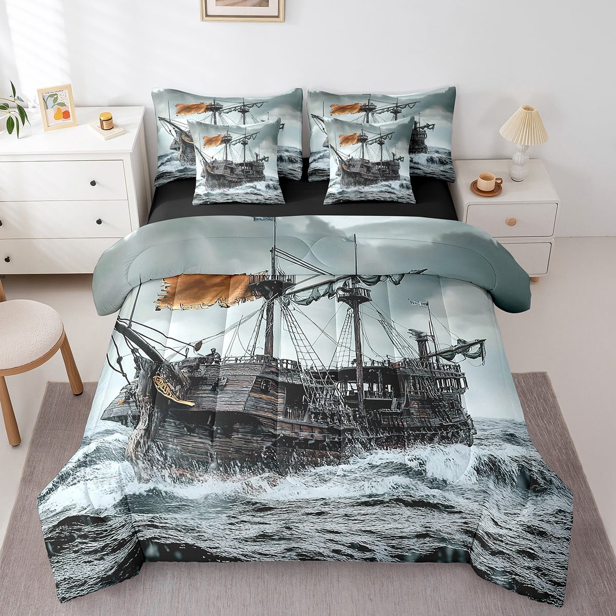 Erosebridal 3D Marine Ship Bed in a Bag Twin size, Sailing Nautical ...