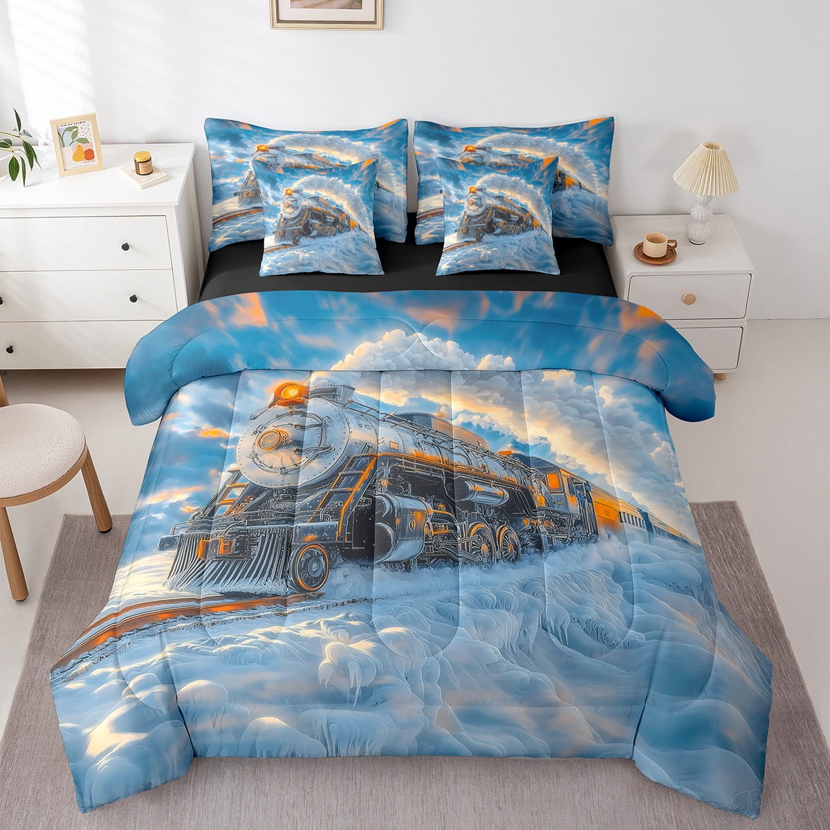 Erosebridal 3D Old Style Train Bedding Full Size, Railway Track Bedding ...