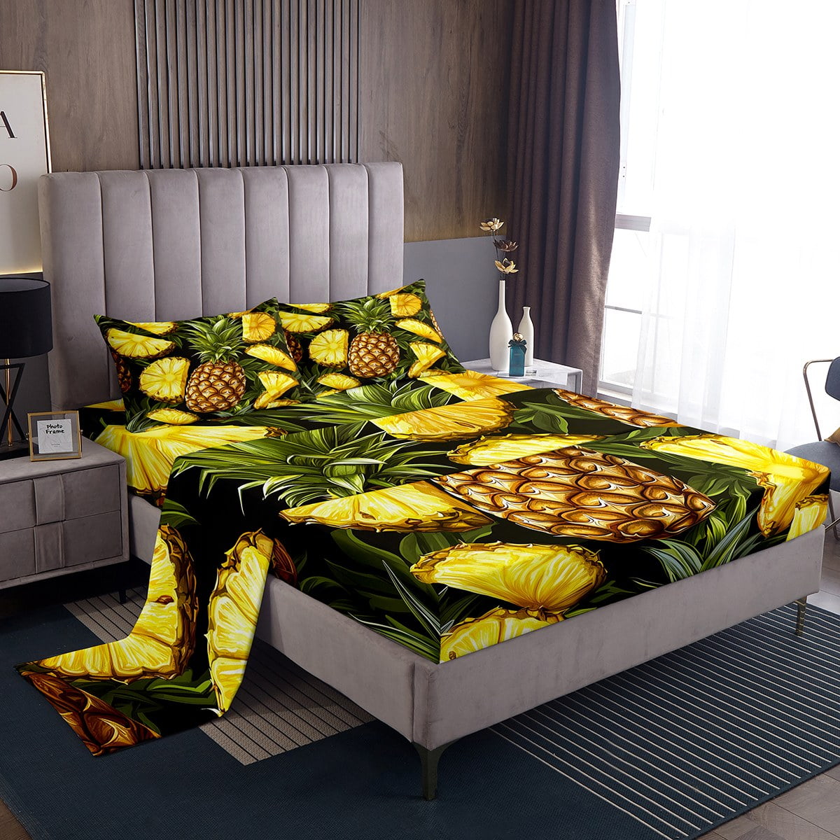 Erosebridal 3D Pineapple Bed Sheets Set Full Size, Fruit Theme Bedroom ...