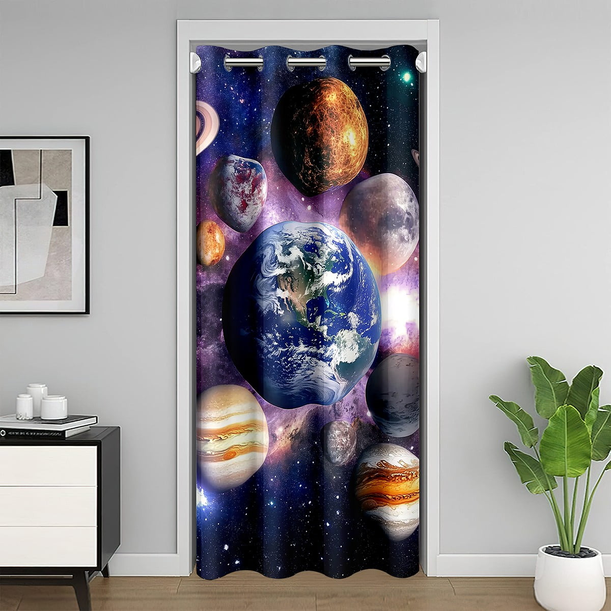 Erosebridal 3D Planet Door Curtain For Door Window 42x84, Outer Space ...