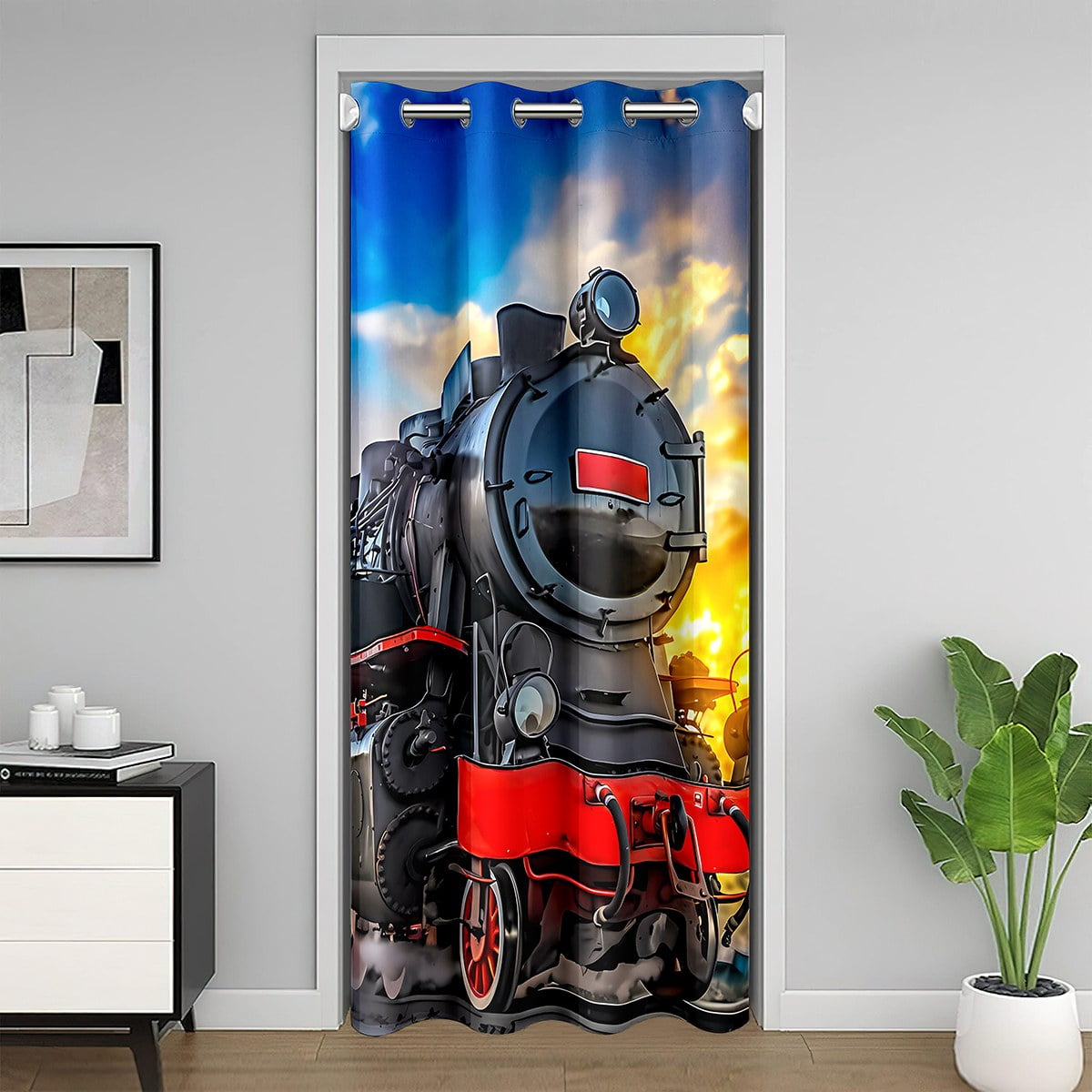 Erosebridal 3D Print Train Door Curtain For Doorways 80"x59",Steam ...