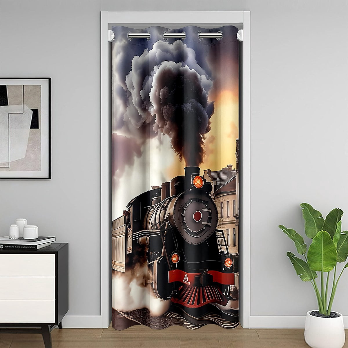 Erosebridal 3D Print Train Door Curtain For Doorways 80"x59",Steam ...