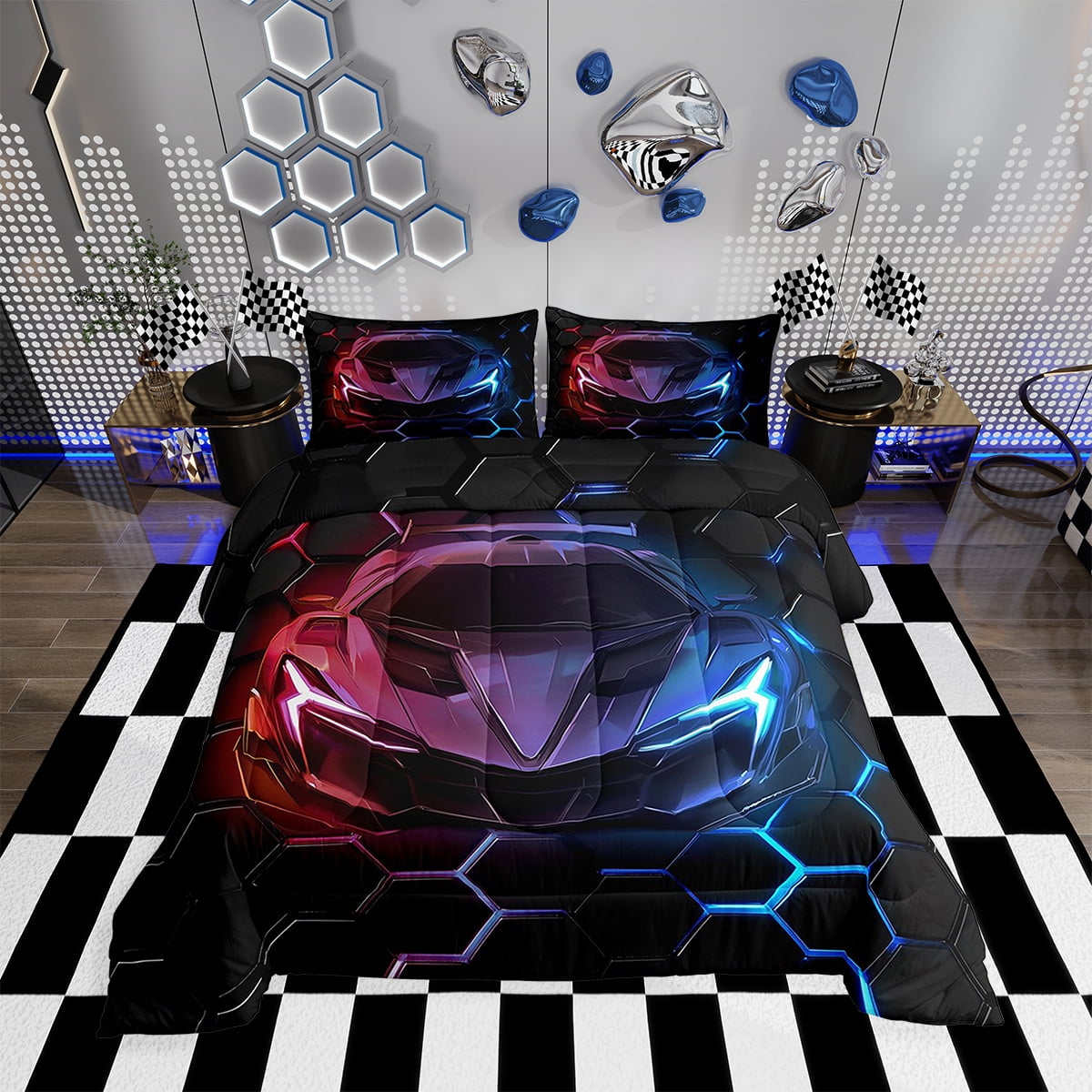 Erosebridal 3D Race Car Comforter Set,Sports Car Toddler Bedding Set ...