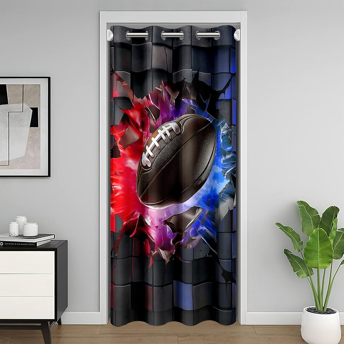 Erosebridal 3D Rugby Door Curtain Panel 34x80, Soccer Sport Room ...