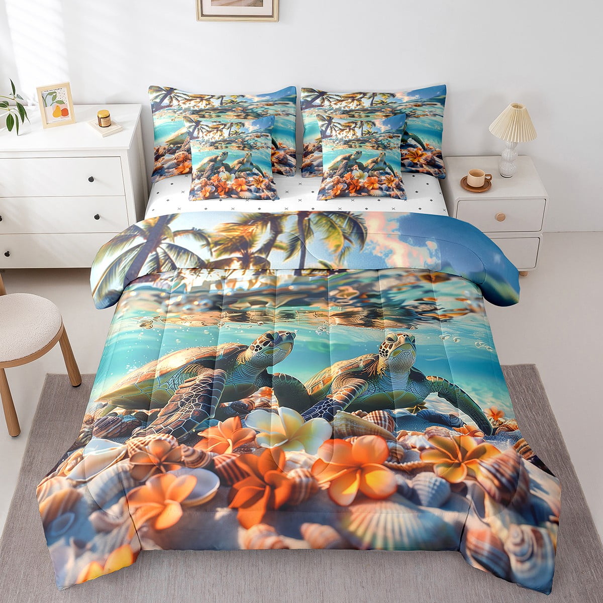 Erosebridal 3D Sea Turtle Bed in a Bag Twin Size , Tropical Reptile ...