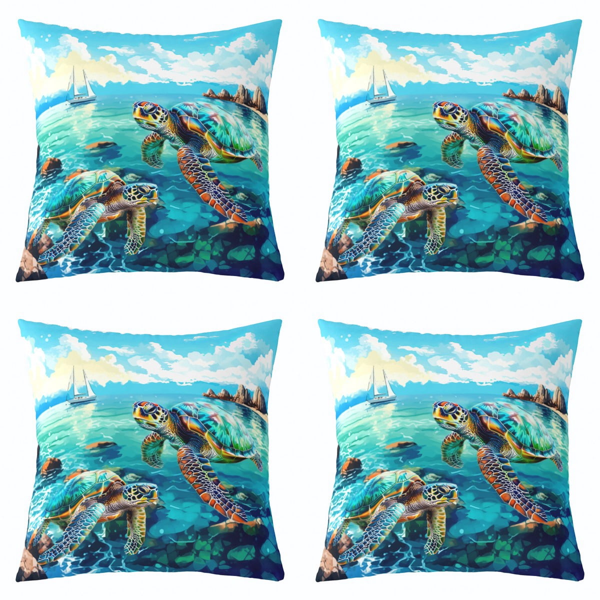 Erosebridal 3D Sea Turtle Pillow Cases Set of 2, Underwater World Throw ...