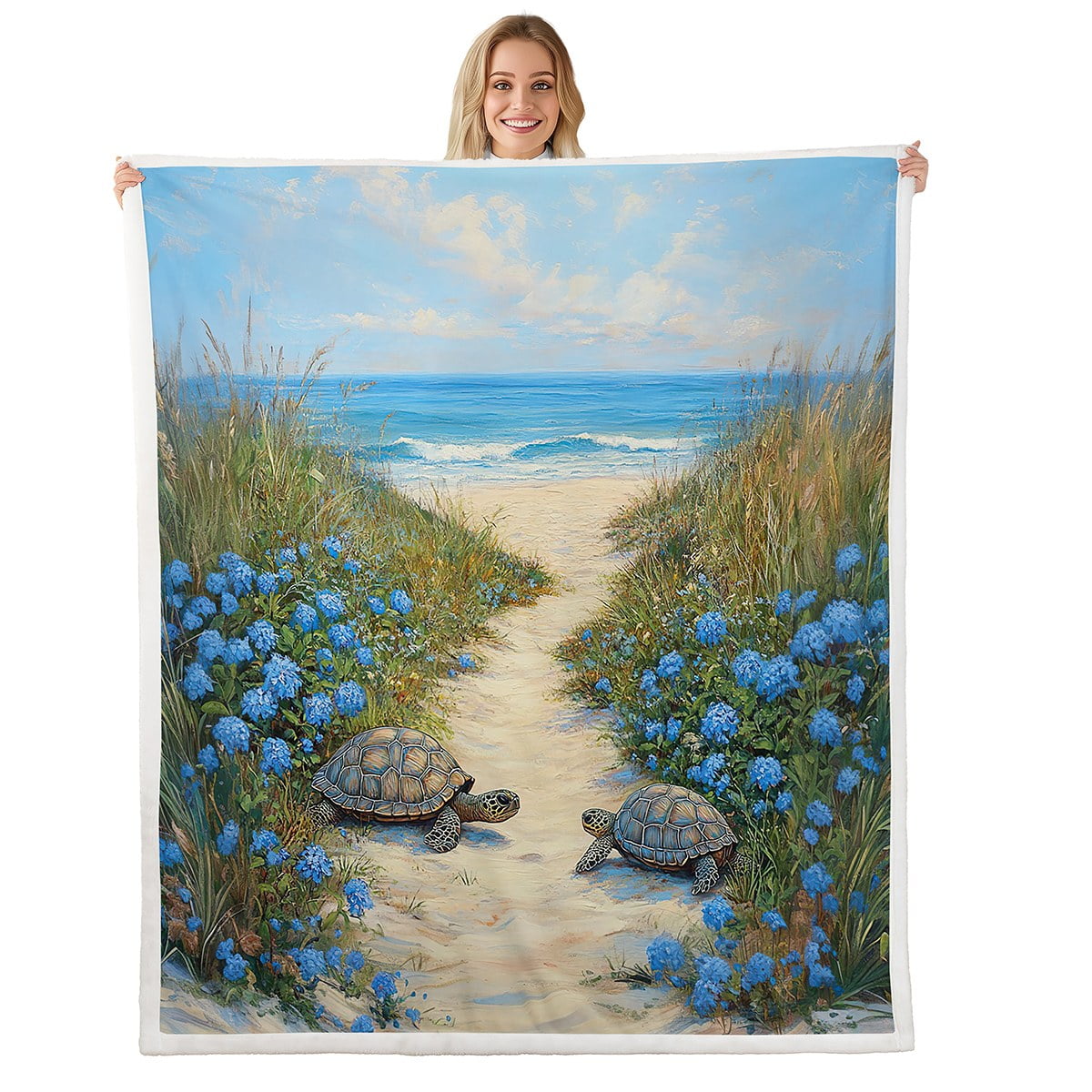 Erosebridal 3D Sea Turtle Throw Blanket for Couch, Beach Coastal Plush ...