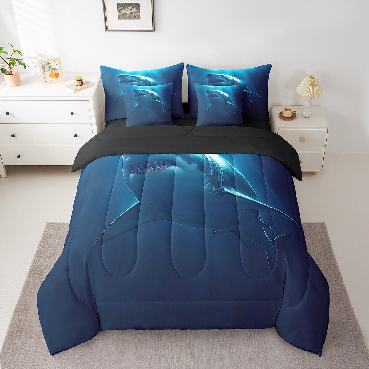 Erosebridal 3D Shark Bed in a Bag Twin size, Sea Animals Bed Set, Fish ...