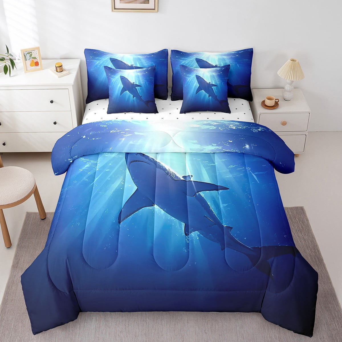 Erosebridal 3D Shark Bedding Sets Full Size, Underwater Sealife ...