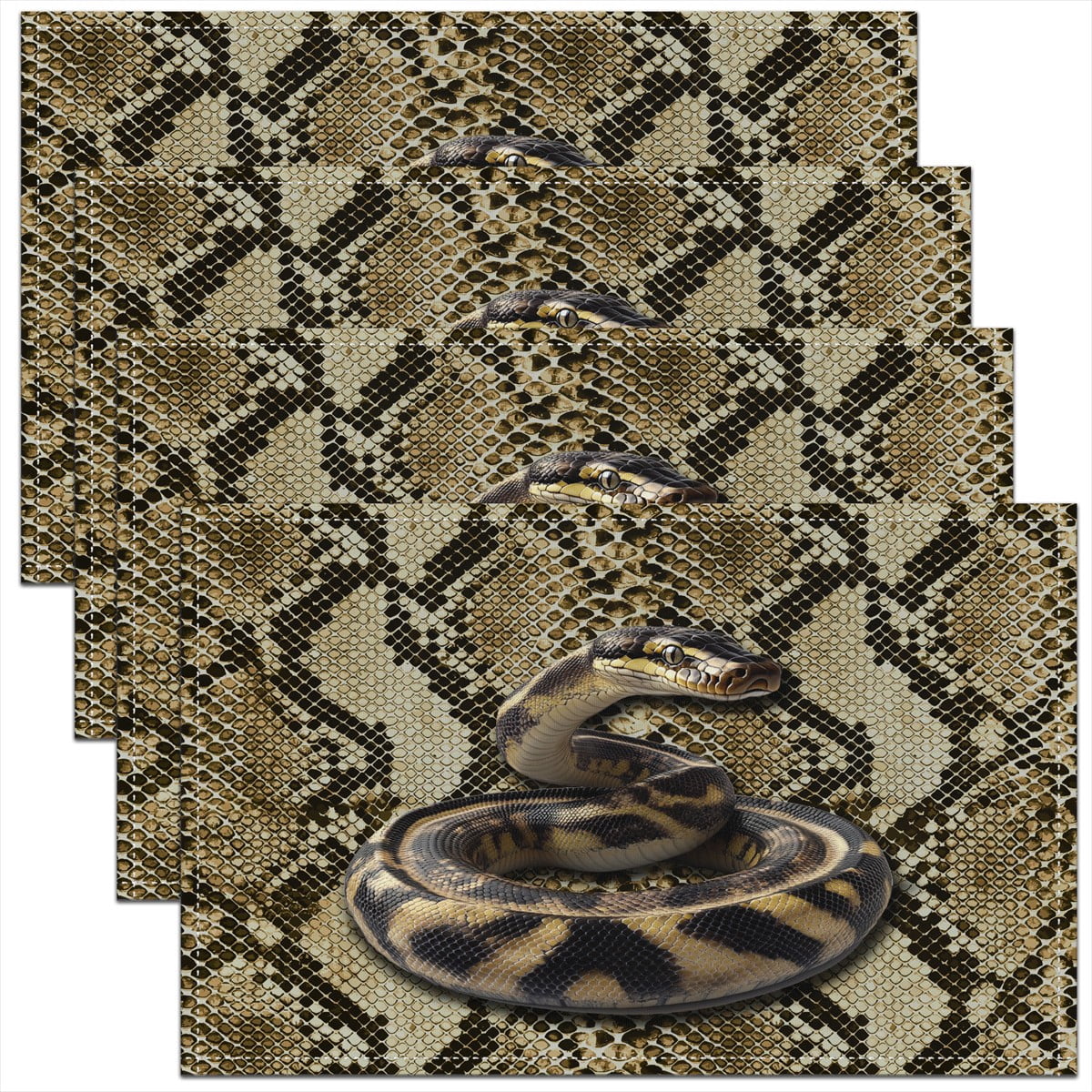 Erosebridal 3D Snake Placemats 12x18,Reptile Animal 4pcs Place Mats ...